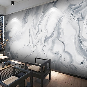 Gray and White Marble Wall Murals, Abstract Ink Landscape Wall Stickers and Murals, Wall Stickers Durable and Waterproof Apply to Bedroom Dining Room（169.3"W x 118.2"H）