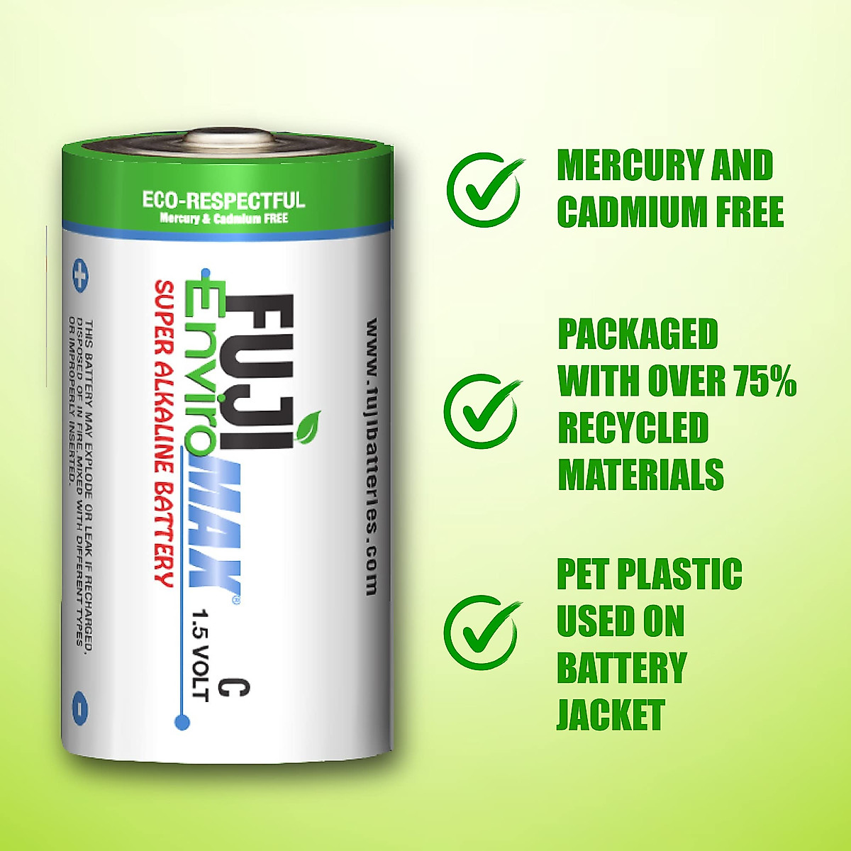 Fuji Enviromax 4200BP2 EnviroMax C Super Alkaline Batteries, 2 pk, White, 2 CT