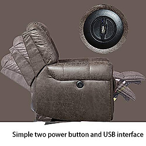 ANJ Electric Recliner Chair W/Breathable Bonded Leather, Classic Single Sofa Home Theater Recliner Seating W/USB Port (Smoky Gray)