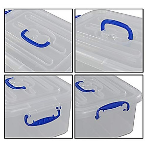 Morcte 8 Liter Clear Latching Box, Plastic Storage Bin with Handle, 2-Pack