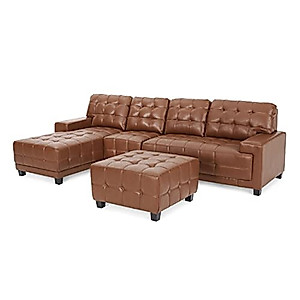 Christopher Knight Home Harlar Sofas, Cognac Brown + Dark Brown