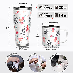 HAUSHOF Mom Mug with Lid, 14oz Insulated Coffee Mug with Handle for Best Mom, Birthday Christmas Gifts for Worlds Best Mom, Floral Happy Mothers Day