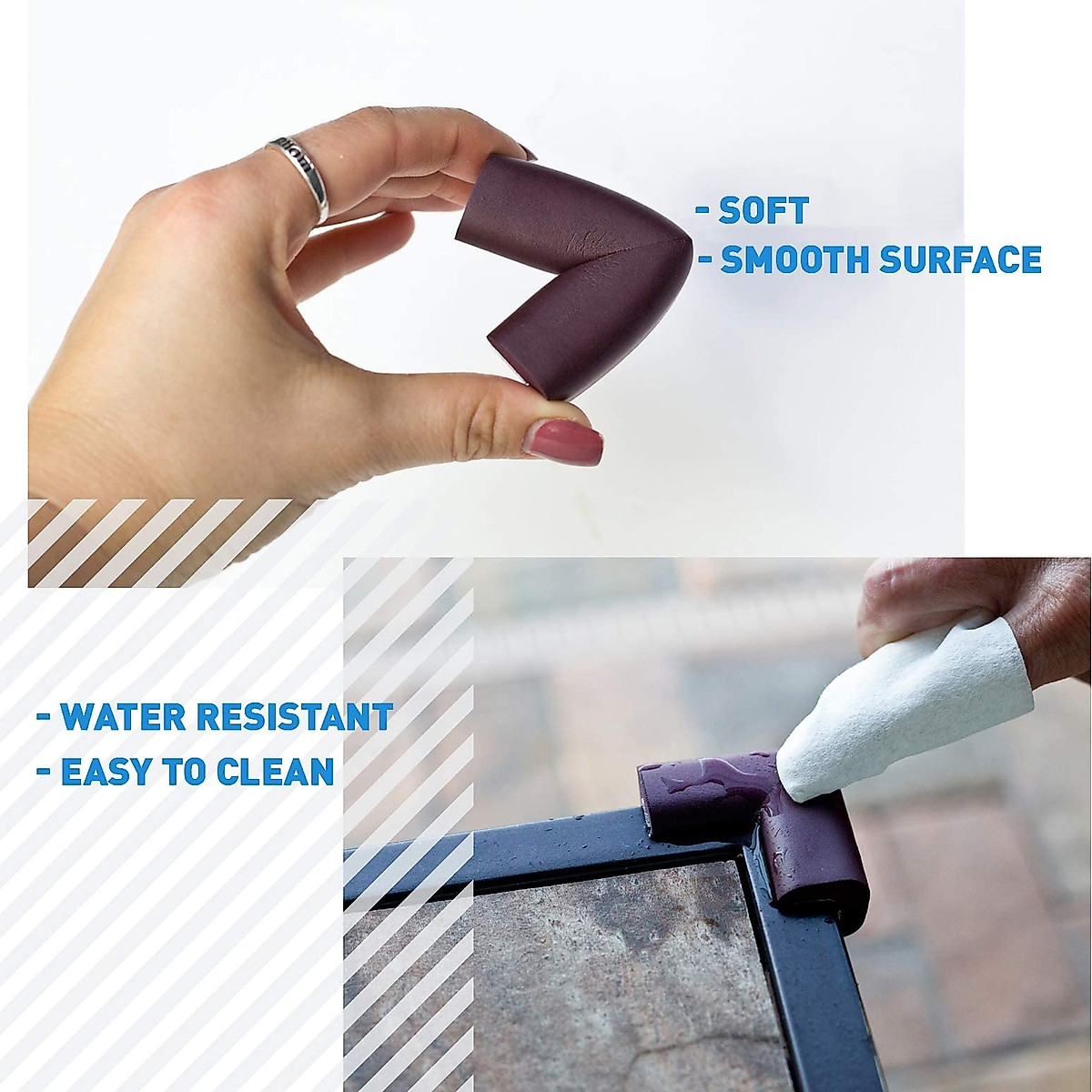 Furniture Edge and Corner Guards | 16.2ft +20.4ft Protective Foam Cushion |36ft Bumper 12 Adhesive Childsafe Corners | Baby Child Proofing Set NonToxic and Safe for Table, Fireplace, Countertop Brown