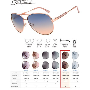 The Fresh Classic Crystal Elegant Women Beauty Design Sunglasses Gift Box (L164-Rose Gold, Blue/Coral)