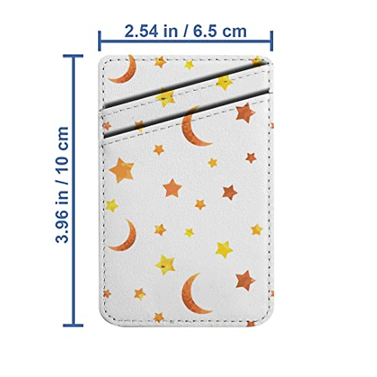 Diascia Pack of 2 - Cellphone Stick on Leather Cardholder ( Vintage Stars Moons Pattern Pattern ) ID Credit Card Pouch Wallet Pocket Sleeve