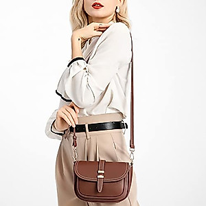 LOFFYMILLER Womens Shoulder Bag Genuine Leather Retro Snap Sling Handbag Satchel Bag for Woman (Red)