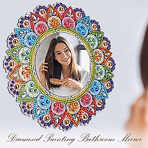 DIY Diamond Painting Mirror Mandala Crystal Diamond Painting Kit Plate Shaped 5D Diamond Art Makeup Mirror for Adults Kids Beginners Christmas Birthday Gifts Art Crafts Home Wall Table Decor (Classic)