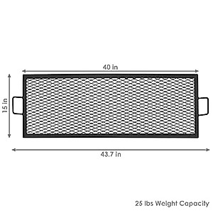 Sunnydaze X-Marks Fire Pit Cooking Grate - Outdoor Rectangle Black Steel BBQ Campfire Grill with Handles - 40-Inch