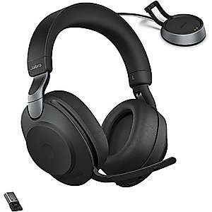 Jabra Evolve2 85 USB-C Stereo Headset with Charging Stand, UC Optimized, Leading Wireless Performance with Advanced Noise-Cancelling Microphone, All Day Battery - Black