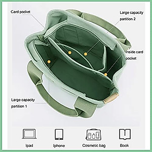 Misawa Shinichiro Bag, Calendarm Japanese Handmade Large Capacity Multi-Pocket Handbag, Canvas Tote Bags, Bento Pack (Khaki)