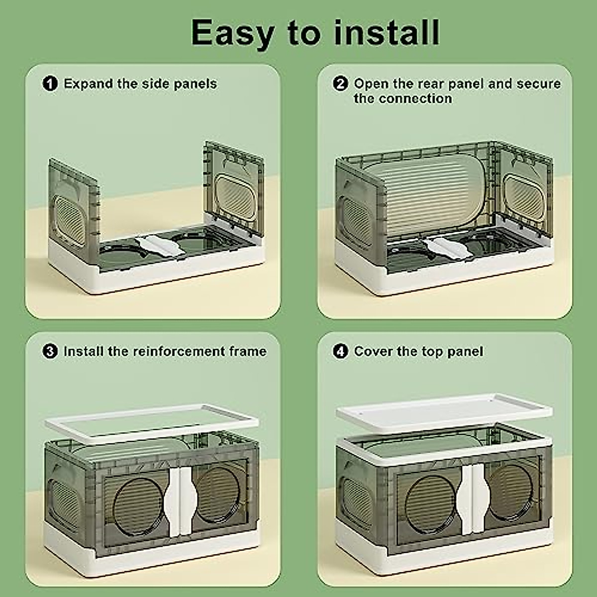 SDADI 19.2 Gal Plastic Foldable Storage Cabinet, Collapsible Storage Bins with Door, Stackable Cube Storage Organizer, Plastic Storage Cart£¬Closet Organizers and Storage (5-pack, Gray)