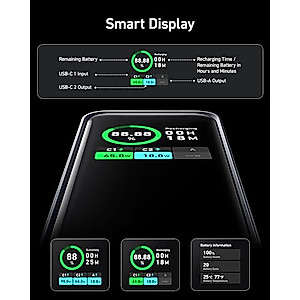 Anker Prime Power Bank, 20,000mAh Portable Charger with 200W Output, Smart Digital Display, 2 USB-C and 1 USB-A Port Compatible with iPhone 15/14/13 Series, Samsung, MacBook, Dell, and More