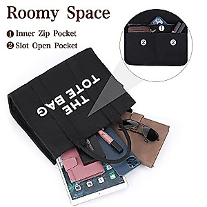 JQWSVE Canvas Tote Bags for Women Handbag Tote Purse with Zipper Canvas Crossbody Bag for Office, Travel, School