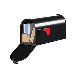 Mailboxes for Outside Post Mount with Durable Aluminium Flag - Medium Capacity, Black, Galvanized Steel - 6.92 in. W x 8.87in. H x 20.05 in. L - Metal Mailbox