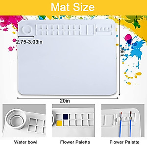 Phhasxyle Silicone Painting Mat - Silicone Craft Mat,Silicone Paint Mat,Craft Mat,Silicone Mats for Crafts,Kids Craft Table,Non-Stick Silicone Sheet with Cleaning Cup for Art, Handmade(20x16 in,White)