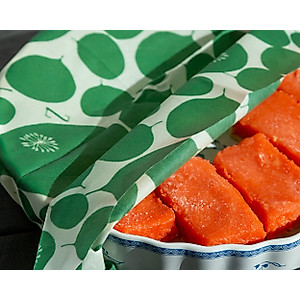 Z Wraps - Reusable Beeswax Food Wraps - Assorted 3-Pack (S, M, L) - Made in USA with 100-Precent Cotton, Organic Beeswax and Jojoba Oil - Leafy Greens