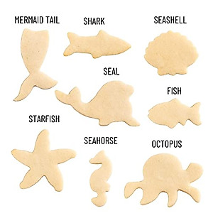 Cookie Cutter Kingdom, Mermaid Sea Themed Cookie Cutter Set, 8 Piece Set, Cookie Cutters Shape, Biscuit Fondant Cutters for Party Decorations (Mermaid - 8 Pack)
