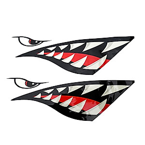 Jili Online Shark Teeth Mouth Decals + Skeleton Fish Stickers - Waterproof and Durable Funny Vinyl Stickers for Kayaks Canoes Fishing Boats