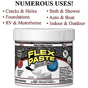 Flex Seal Flex Paste White, 1lb - Leak Repair Kit with Putty Knife Set + Daley Mint Cleaning Towel | Quickly Fills Cracks, Holes, Gaps