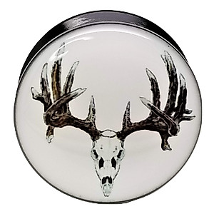 Pierced Republic Deer Skull Ear Plugs - Acrylic Screw-On - 10 Sizes - *Pair* (2 Gauge (6mm))