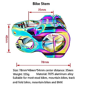 HAIDAOYING 2pcs Bike Stem Mountain31.8mm Bike Stem Short Bicycle Handlebar Stem for Aluminum Alloy Stem for Most Bicycle, Road Bike, MTB, BMX, Fixie Gear, Cycling Oil Slick Color