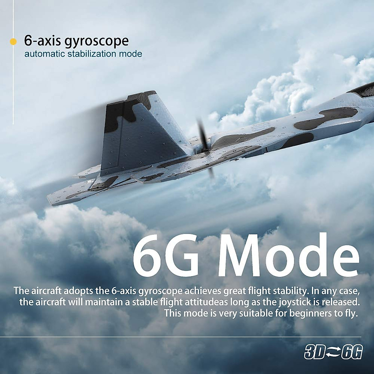GoolRC WLtoys XKS A180 RC Airplane, 2.4Ghz 2 Channel Remote Control Plane with 6 Axis Gyro System, Adjustable Rudder, Brushless Motor and 1 Batteries, Easy to Fly RTF Foam RC Aircraft for Adults
