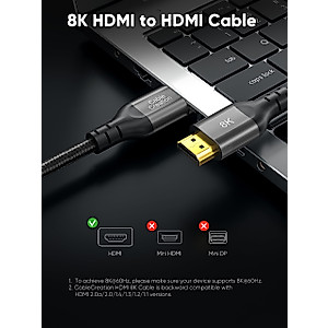 CableCreation 8K HDMI 2.1 Cable, HDMI for PS4 (48Gbps, 8K@60Hz) - 3.3 Feet, Xbox Series X HDMI Cable, eARC HDR HDCP 2.2 2.3