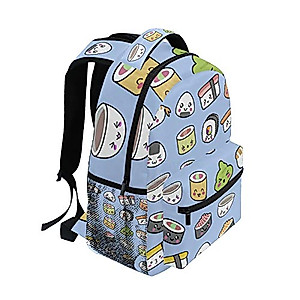 School College Backpack Rucksack Travel Bookbag Outdoor Cute Sushi Pattern