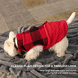 Dog Coats Extra Warm Dog Jacket Fleece Cold Weather Dog Fleece Vest Velcro Opening for Harness Cute Cat Clothes Puppy Coats (Red, XL)