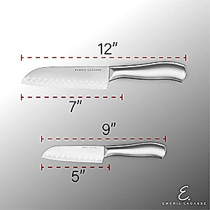 Emeril Lagasse 2-Piece Stainless Steel Santoku Knife Set - 7” Santoku Knife & 5” Santoku Knife - Slice Effortlessly through Fruit & Meat
