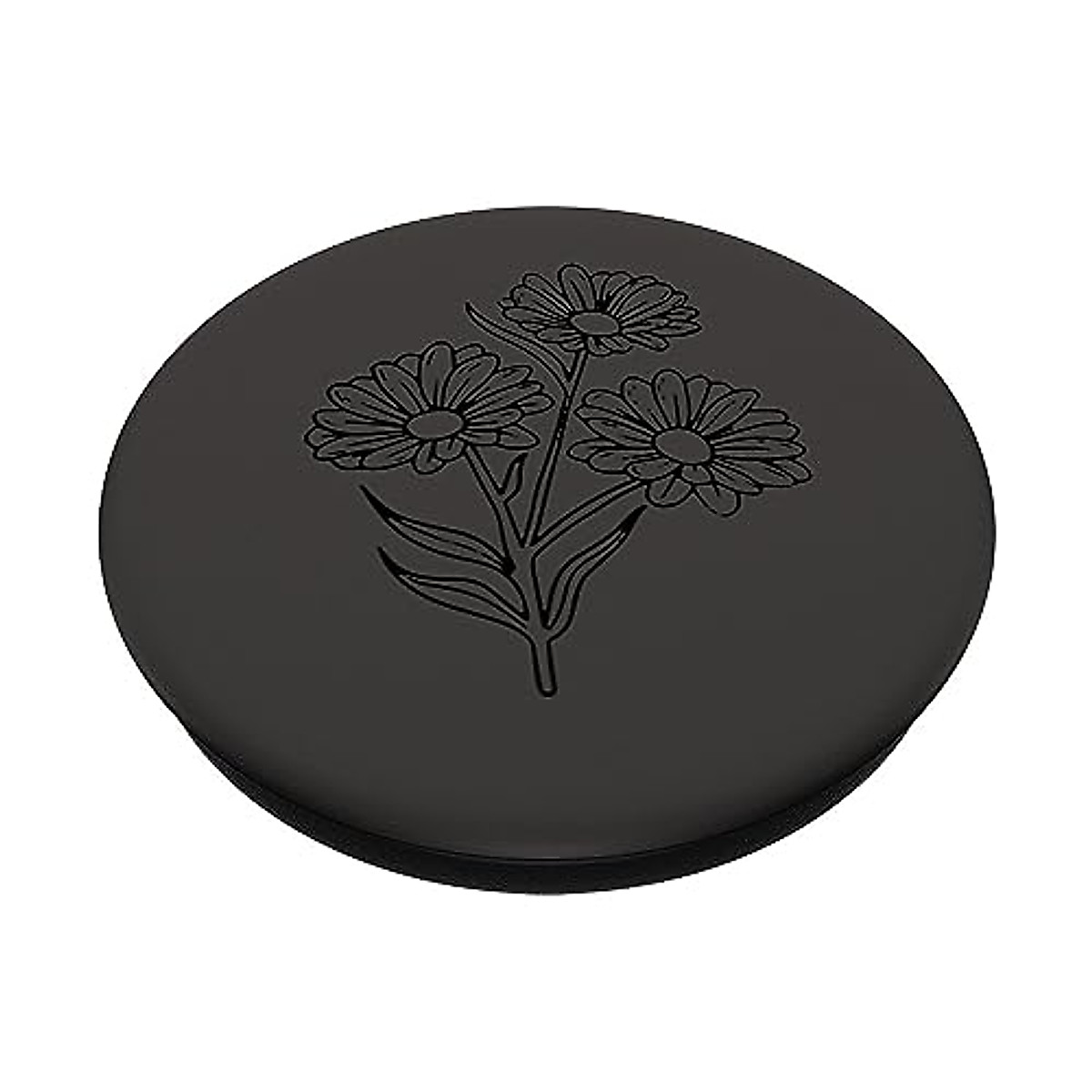 Black Gray Daisy PopSockets Standard PopGrip