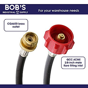 BISupply Propane Hose 1 lb Converter Adapter, 16.4oz to 20lbs Converter - Tank Bottle Line Adapter, Converting Hoses 4ft