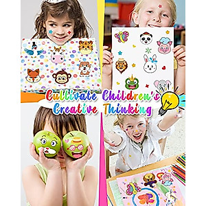Make Your Own Stickers for Kids, 80 Sheets 20 Animals Stickers with Safaris, Sea, Zoo and Fantasy Animals Face Stickers Party Supplies Kids Crafts Party Favors for Kids 4-8
