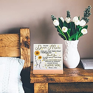 Mother's Day Gifts for Mom, Mom Cards Gifts, Birthday Gifts for Mom, Appriciation Gifts for Mom, Desk Decor Plaque with Wood Stand for Mom
