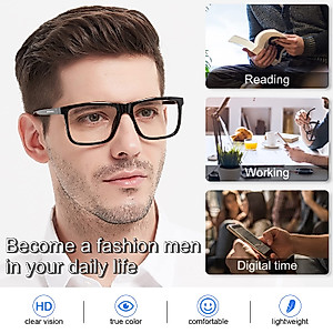 MARE AZZURO Oversized Square Reading Glasses Men Large Readers Big Face 1.0 1.25 1.5 1.75 2.0 2.25 2.5 2.75 3.0 3.5 4.0 5.0 6.0 (Black, 2.00)