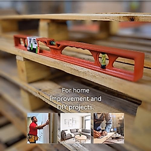 Kapro - 120 Ergocast I-Beam Level - Features One Level, One Plumb, One 45° Vial - With Sculpted Hand Grips - Plastic Resin - 24 Inch