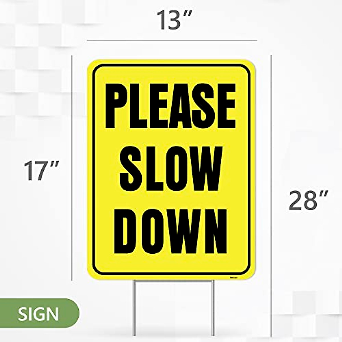 2PC Please Slow Down Signs with Stake, 13"x17" - Double Sided Signs - Corrugated Plastic - Kids Playing Sign for Street - Children at Play Safety Signs