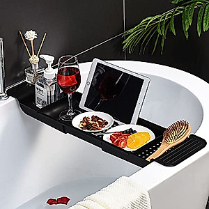 Bathtub Caddy Tray, NEWRAIN Expandable Bath Tub Tray Bathtub Caddy Tray - Adjustable Organizer Tray for Bathroom - Luxury Bath Caddy Tub Table, Bathtub Accessories & Bathroom Gadgets