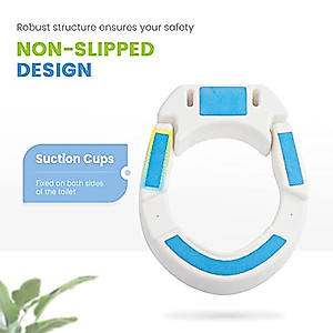 OasisSpace Hinged Toilet Seat Riser - Raised Toilet Seat Elongated Bowl, Elevated Toilet Seat, Handicap Toilet Seat Riser 4 Inch, Raised Toilet Seat for Senior 300lbs