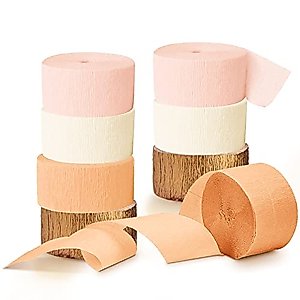 AOBKIAT Wedding Decor Gold Pink Orange Gold Crepe Paper 8 PCS Streamers Party Decorations for Wedding, Bachelorette Party, Birthday, Bridal Baby Shower, Anniversary Party Backdrop