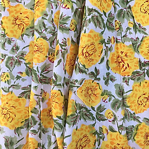 E-Tailor® Indian Ethnic 100% Cotton Voile Running Hand Block Print Natural Fabric for Dressmaking, Sewing, Crafting, Upholestry Fabric by The Yard-1 Yard-Floral-Grey (Pattern-5, 1 Yards)