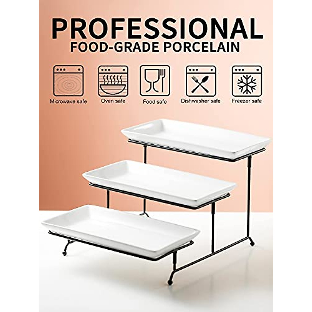 Gomakren 3 Tier Serving Trays Stand Porcelain Serving Platters 12 Inch White Serving Plates Dinner Platters for Appetizer Snack Fruit Cup Cake Server Tray Display Serving Dishes for Entertaining