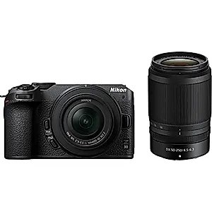 Nikon Z30 Mirrorless Digital Camera with 16-50mm and 50-250mm Lenses (1743) INTL Model with 64GB Extreme PRO Card + EN-EL25 Extra Battery + Photo Editing Software + Camera Bag + Cleaning Kit (Renewed)
