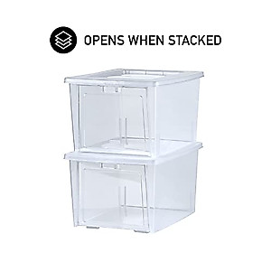 Rubbermaid X-Small All-Access Tote with Lids, Pack of 6, Stackable Storage Bins with Clear Drop-Down Door and Carry Handles, Closet Organization Containers, Clear