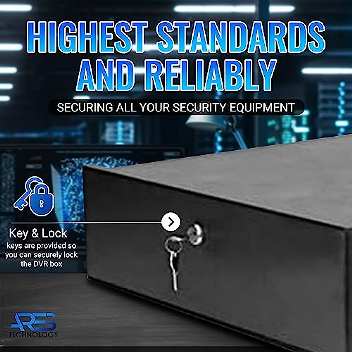 Heavy Duty Steel 18" x 18" x 5" DVR/PC Security Lock box with 16 Gauge steel walls, Exhaust Fan, Great electonics lock box for stores, gyms, classrooms, and any public place (BLACK, 15" x15"x5")