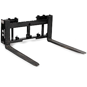 Titan Attachments Skid Steer Pallet Fork Frame Attachment, 60â€ Fork Blades, Rate 4,000 LB, Quick Tach Tractor, Receiver Hitch