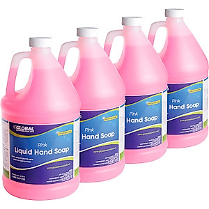 Global Industrial Liquid Hand Soap, Case of Four 1 Gallon Bottles, Pink