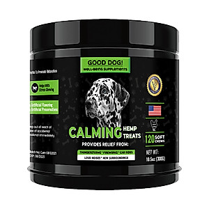 Good Dog! Hemp Chews for Dogs - Max Strength Organic Hemp for Max Calming and Anxiety Relief in Any Stressful Situation - 120 Soft Hemp Relaxant Chews for Dogs