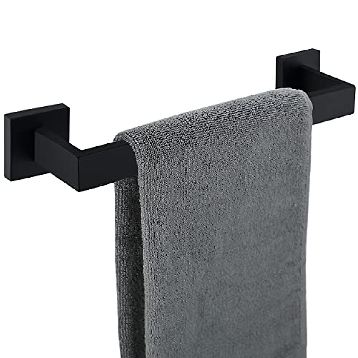Hand Towel Bar for Bathroom Matte Black, 12Inch Towel Rack Wall Mounted, Thicken Square Bath Towel Holder Rod SUS304 Stainless Steel, Heavy Duty Dish Cloths Hanger for Bathroom, Kitchen