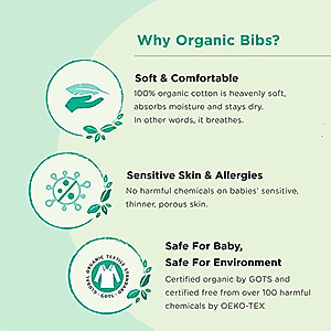 KiddyStar Premium Organic Cotton Toddler Bib, 5-pack Extra Large Baby Bibs, Baby Shower Item for Feeding, Drooling, Teething (Dinos & Whales)